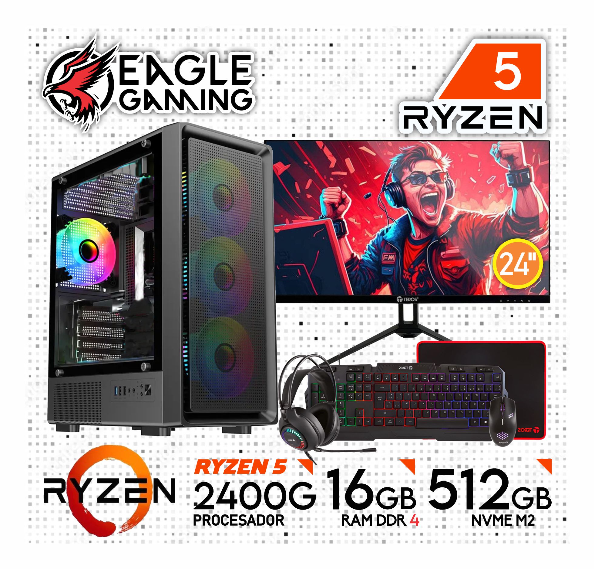 COMPUTADORA AMD AMD RYZEN 5 RAM 16GB PC GAMER RYZEN 5 2400G SSD 500GB ...