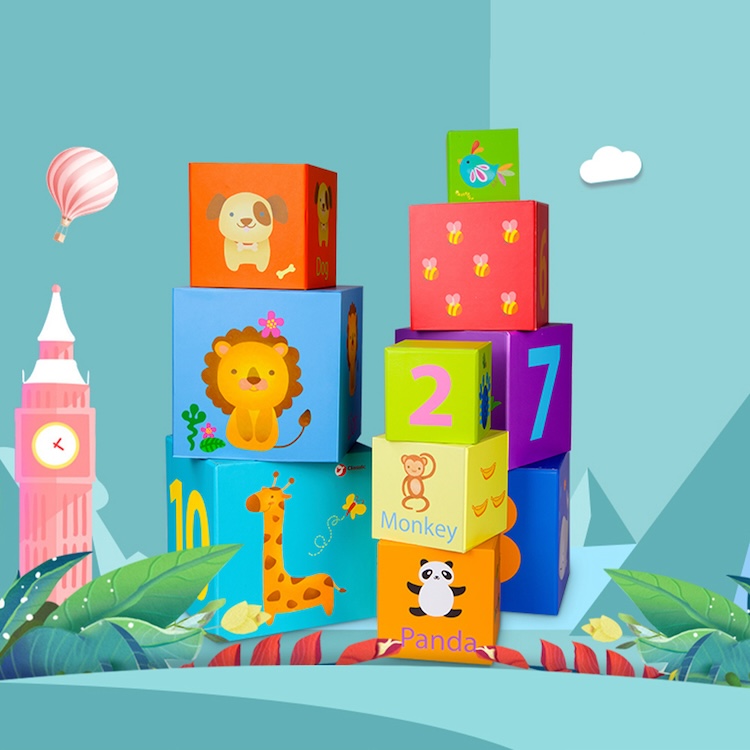 Ripley - CUBOS APILABLES, STACKING CUBES, DE CARTÓN GRUESO, CLASSIC WORLD