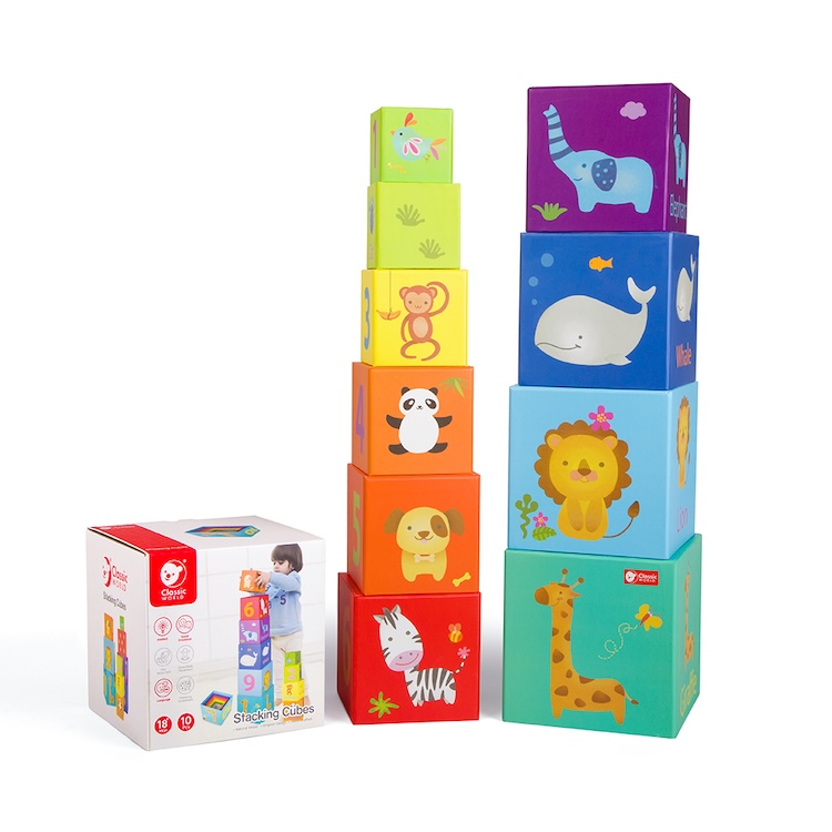 Ripley - CUBOS APILABLES, STACKING CUBES, DE CARTÓN GRUESO, CLASSIC WORLD