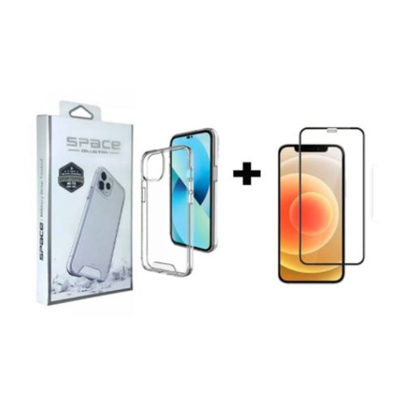 Ripley - CASE IPHONE 13 PRO MAX SPACE TRANSPARENTE MICA VIDRIO TEMPLADO