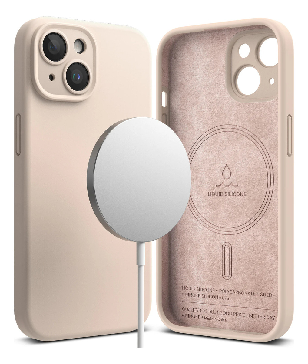 CASE RINGKE SILICONE (MAG) PARA IPHONE 15 NORMAL 6.1 PINK