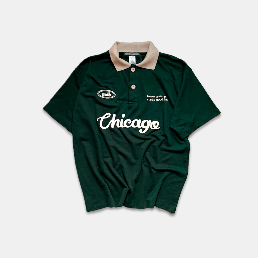 POLO CAMISERO VERDE BOTELLA RETRO OVERSIZE CHICAGO