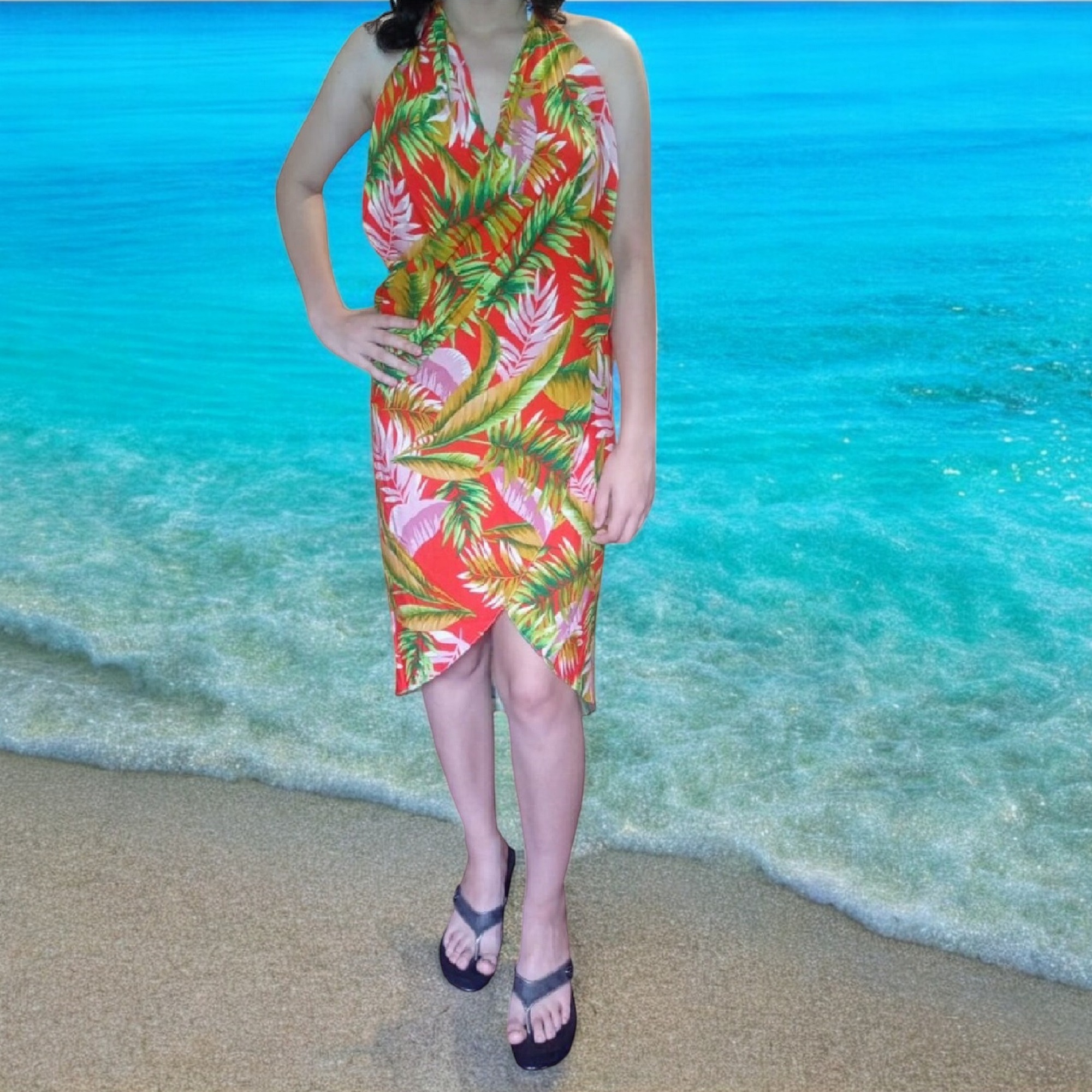 Ripley - PAREO VESTIDO 2 EN 1 PRINT ART NARANJA