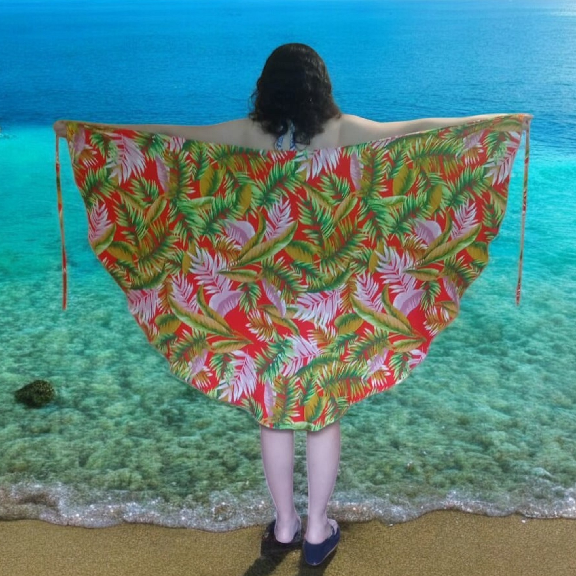 Ripley - PAREO VESTIDO 2 EN 1 PRINT ART NARANJA