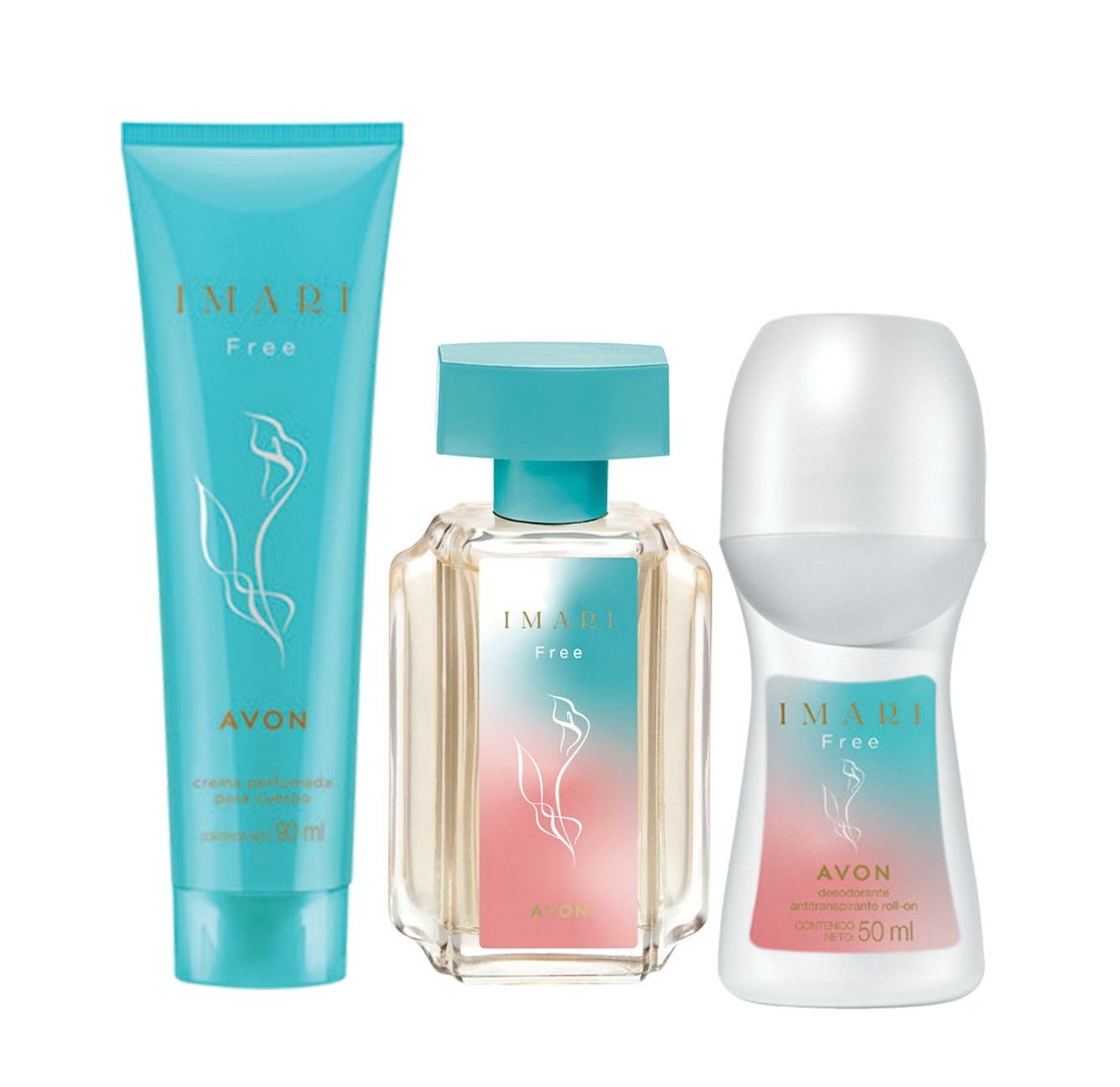 KIT IMARI FREE PERFUME DE MUJER + DESODORANTE ROLL ON Y LOCION CORPORAL ...