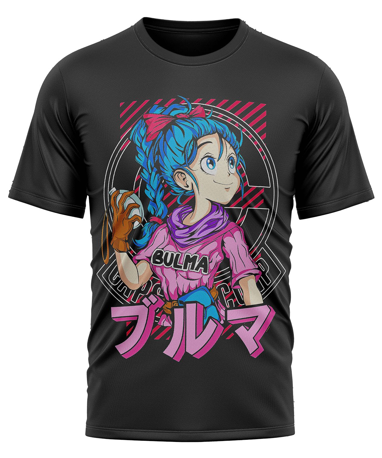 POLO MANGA CORTA UNISEX NEGRO ANIME CLUBDESIGN DRAGON BALL BULMA