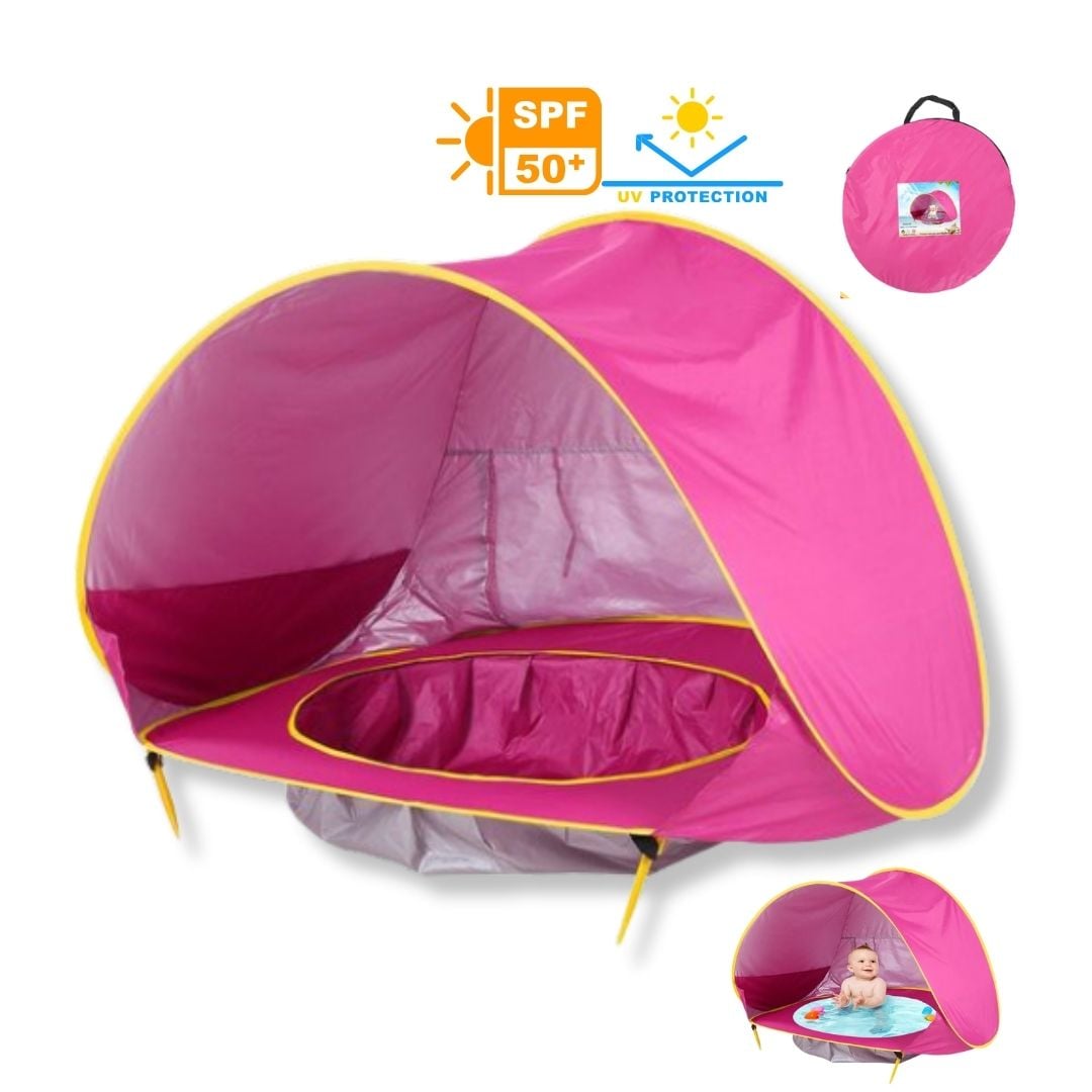 CARPA DE PLAYA PARA BEBÉ CON PROTECCIÓN SOLAR Y PISCINA DE AGUA ...