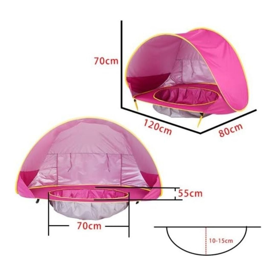CARPA DE PLAYA PARA BEBÉ CON PROTECCIÓN SOLAR Y PISCINA DE AGUA ...