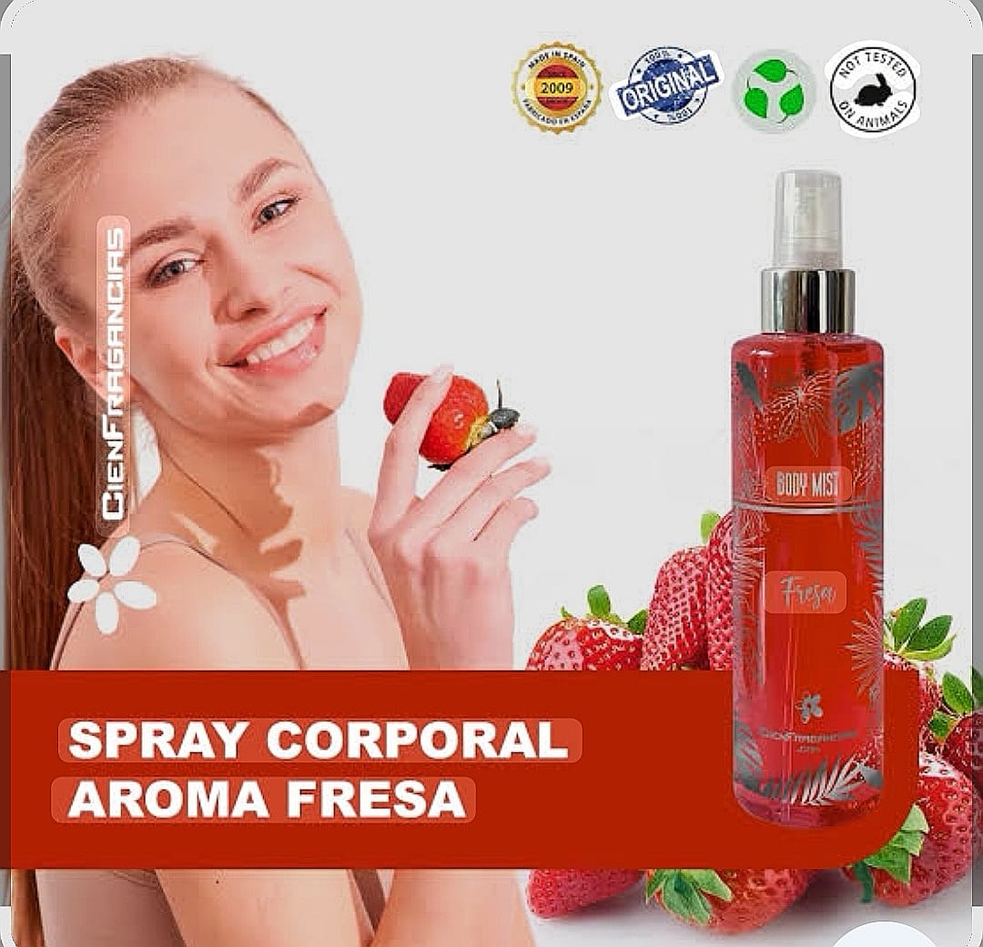 BODY MIST VEGANO CIENFRAGANCIAS CIEN ESENCIAS FRESA GLAMOUR +FLUSHTOUCH ...