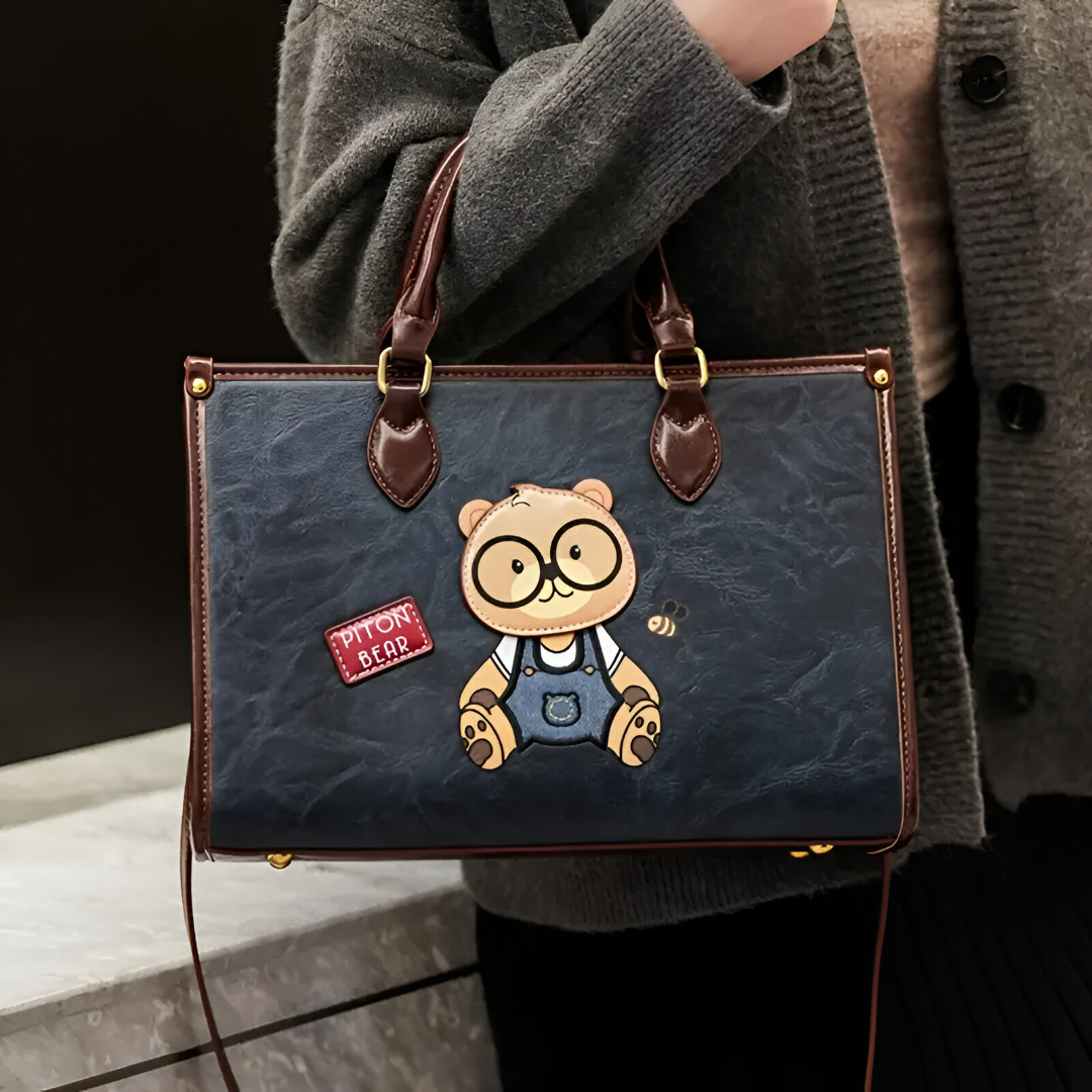 CARTERA BEAR CUERO PU OSITO AZUL