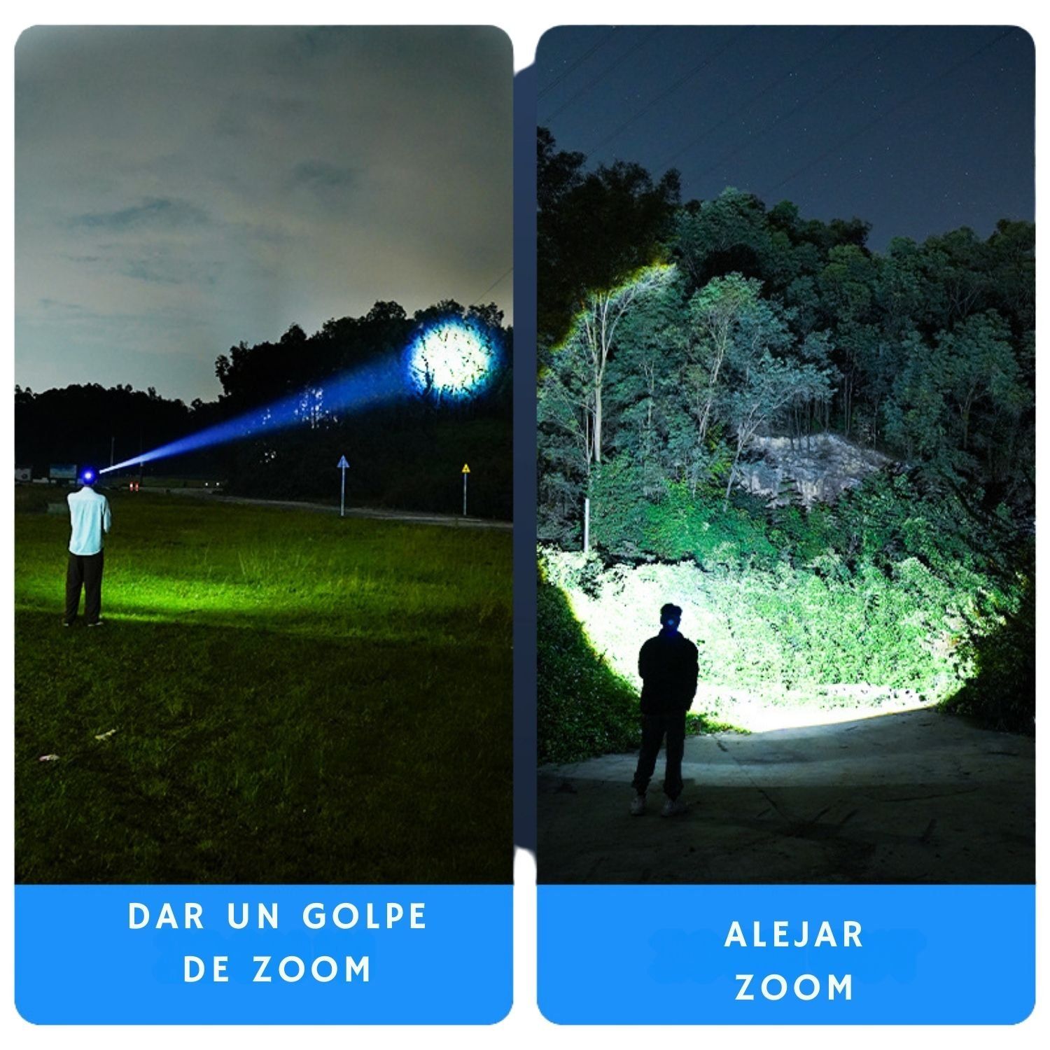LINTERNA DE CABEZA LED DE LARGO ALCANCE CON BATERÍA RECARGABLE. ZOOM ...
