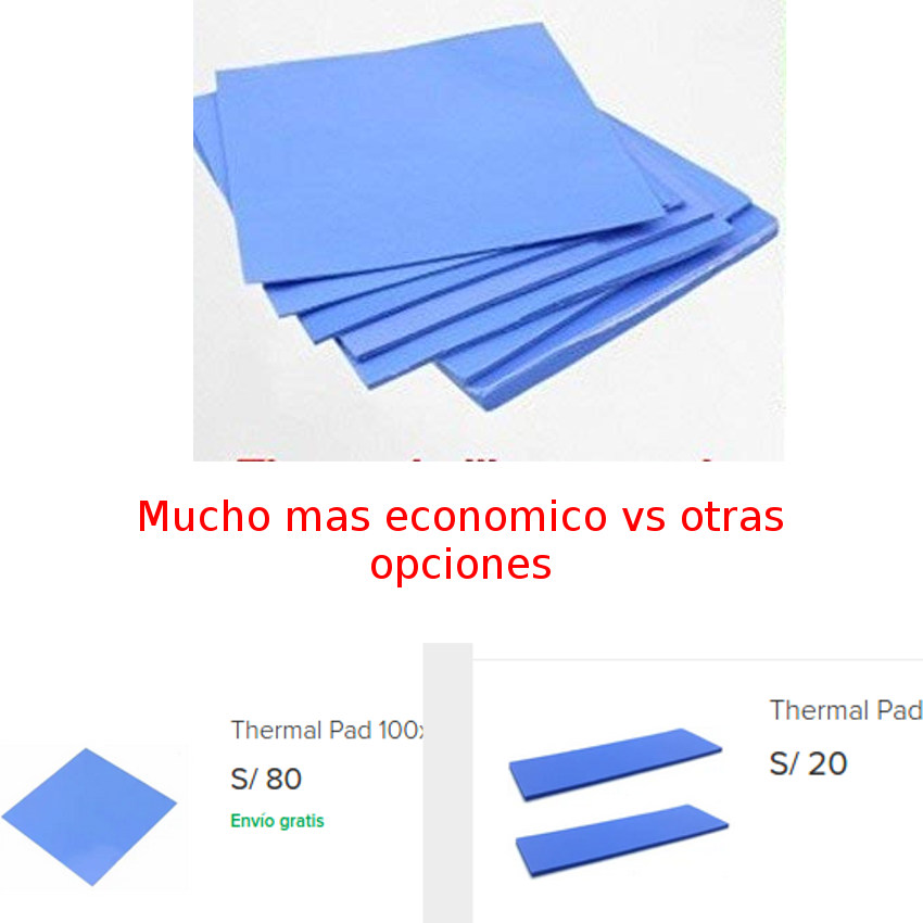 PACK 2 PIEZAS THERMAL PAD 10 X 10 1MM DISIPADOR CALOR TÉRMICO CHIPS SSD ...