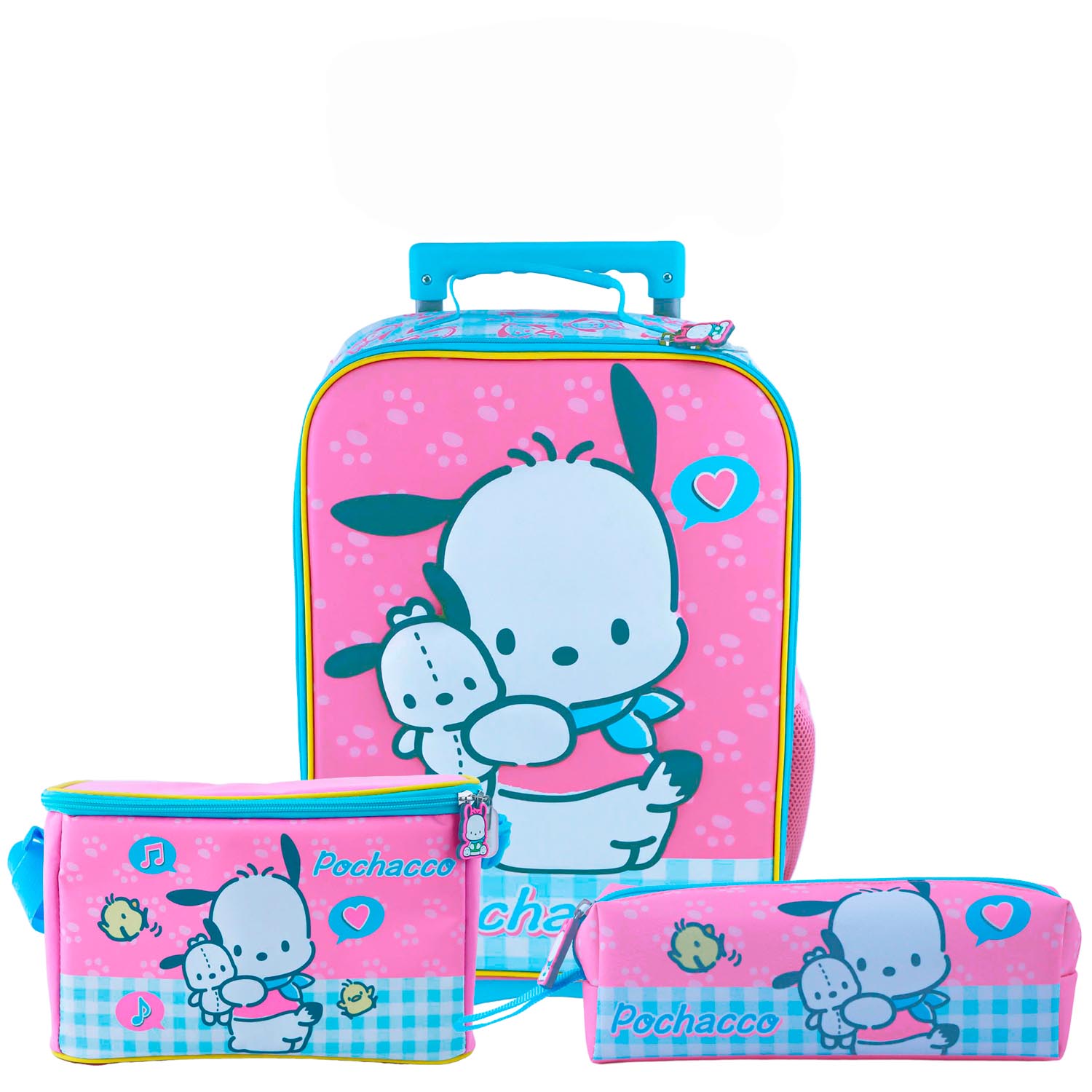 SET MOCHILA POCHACCO MALETA NIÑA + LONCHERA + CARTUCHERA SCOOL KOMBAT ...
