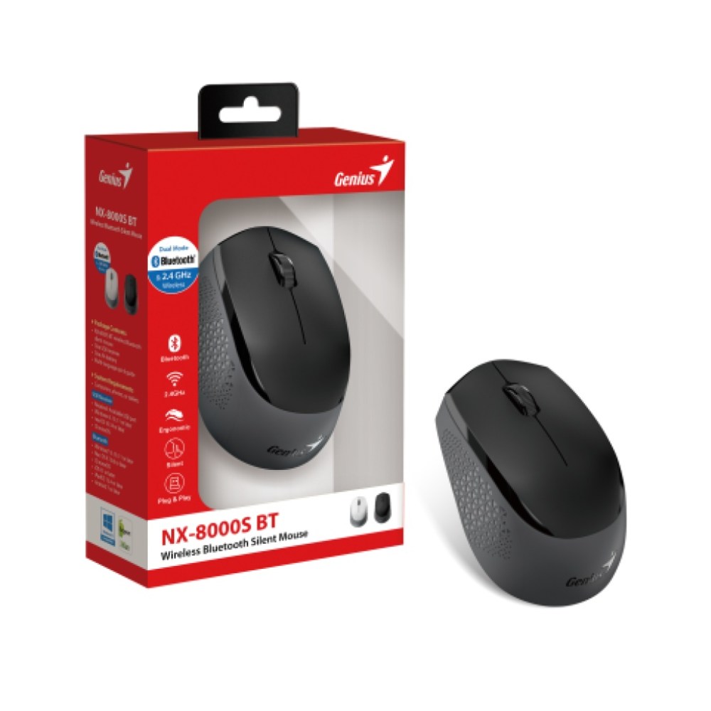MOUSE GENIUS NX-8000S BT WIRELESS/BLUETOOTH BLUEEYE SILENT ERGONÓMICO ...