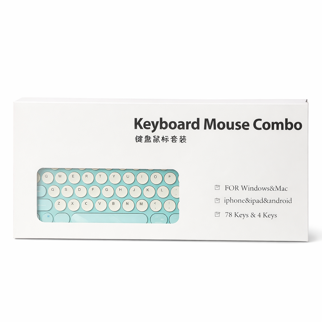 KIT TECLADO Y MOUSE INALÁMBRICO RECARGABLE BLUETOOTH - TURQUESA