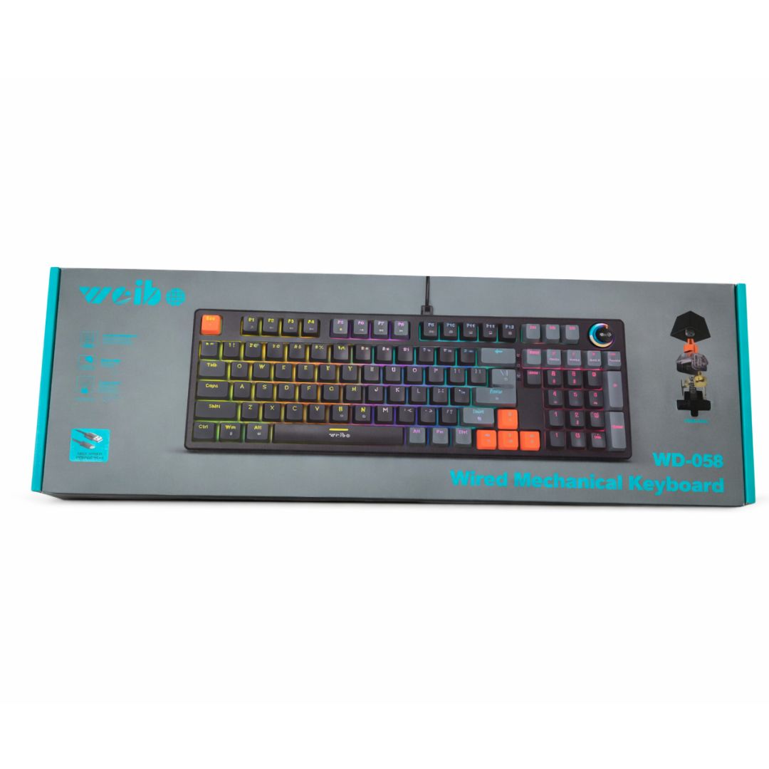 TECLADO MECÁNICO GAMER WEIBO WD-058 CON ILUMINACIÓN RGB – CABLEADO USB