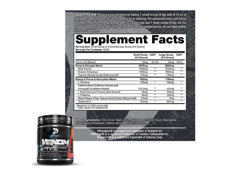VENOM 40 SERV FRUIT PUNCH DRAGON PHARMA + SHAKER
