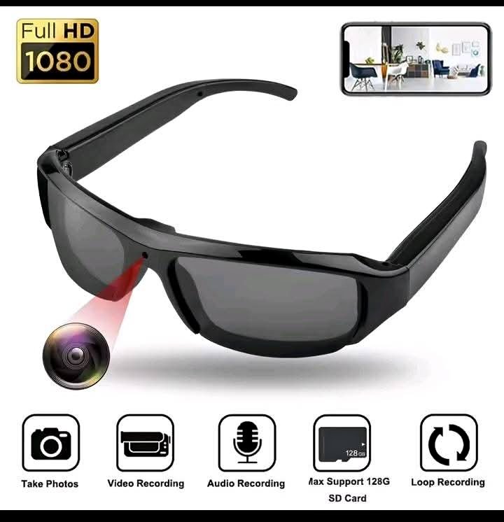 LENTES NEGROS DE SOL CON CÁMARA Y MICRÓFONO