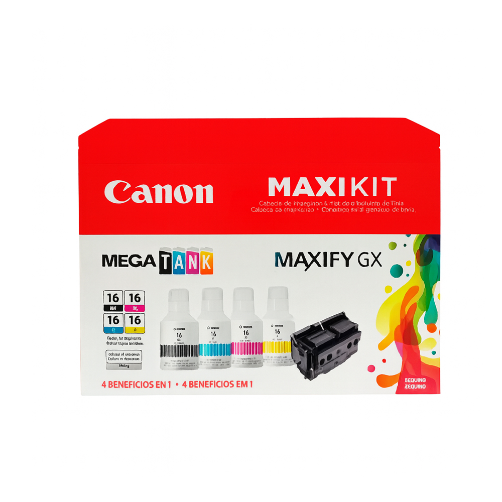 TINTA CANON GI-16 MEGA KIT: NEGRO, CIAN, MAGENTA Y AMARILLO PARA ...
