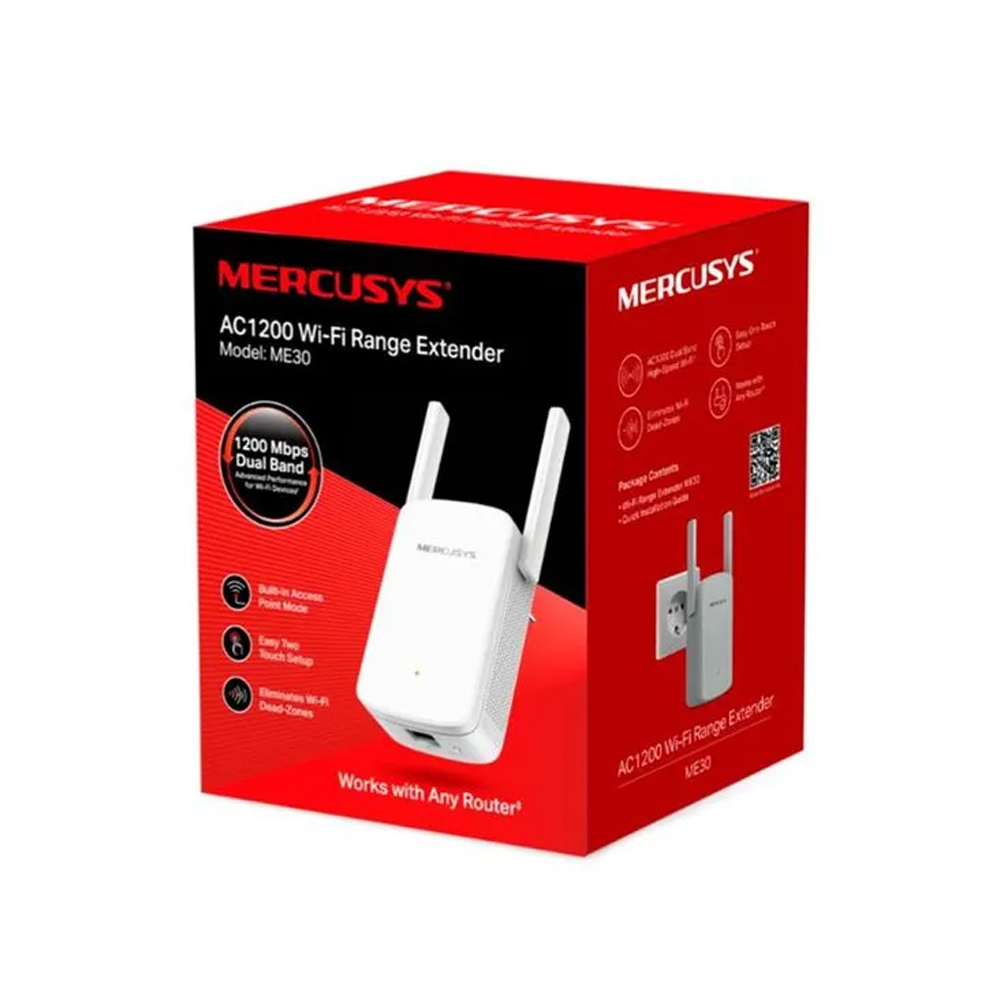 EXTENSOR DE RANGO WI-FI MERCUSYS ME30 AC1200 VELOCIDAD 10/100 MBPS