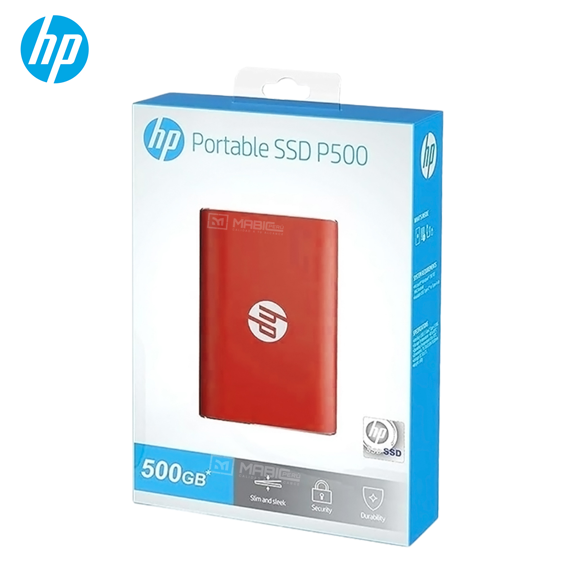 DISCO SÓLIDO EXTERNO HP P500 500GB - ROJO - PORTÁTIL