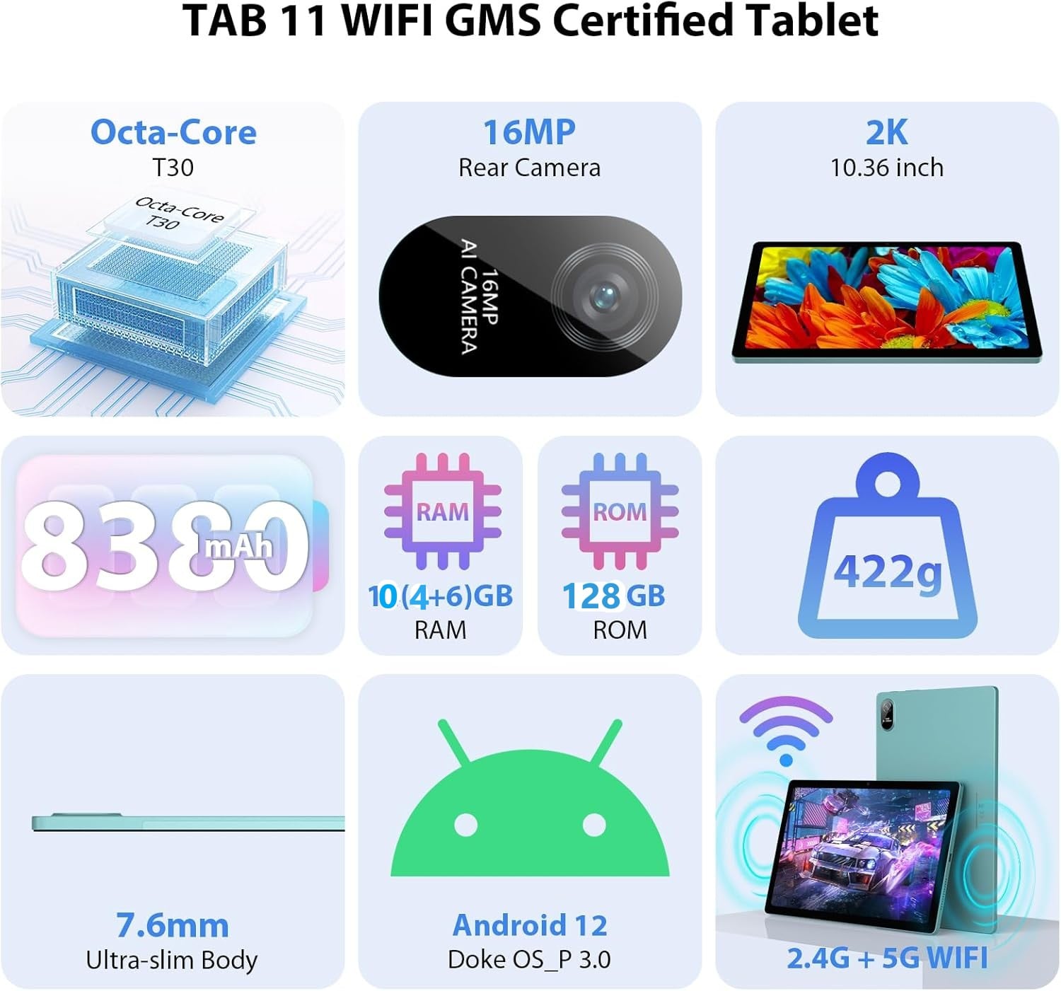 TABLET BLACKVIEW TAB 11 WIFI 10/128GB 8380MAH - GRIS