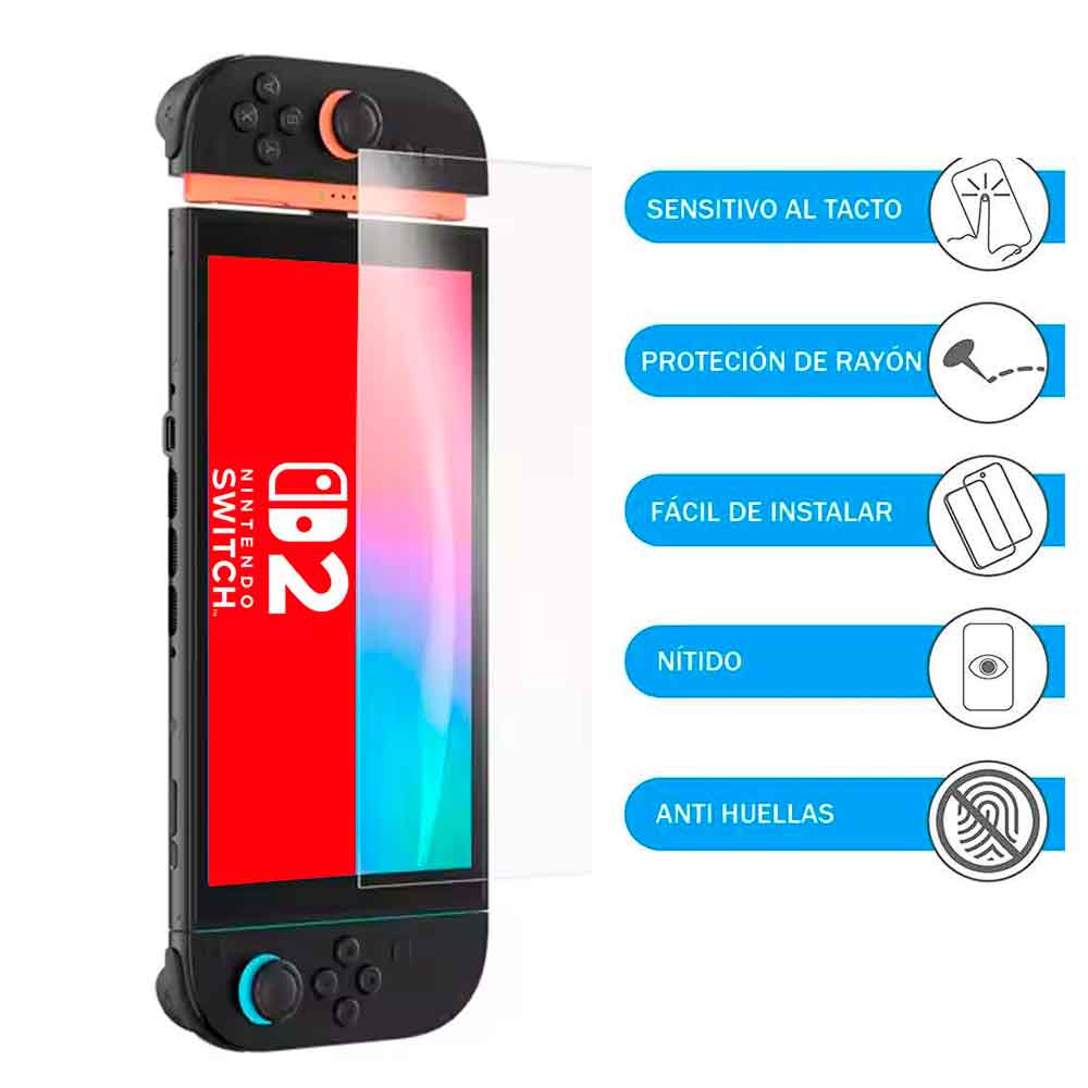 MICA DE VIDRIO PARA NINTENDO SWITCH 2 TEMPLADO