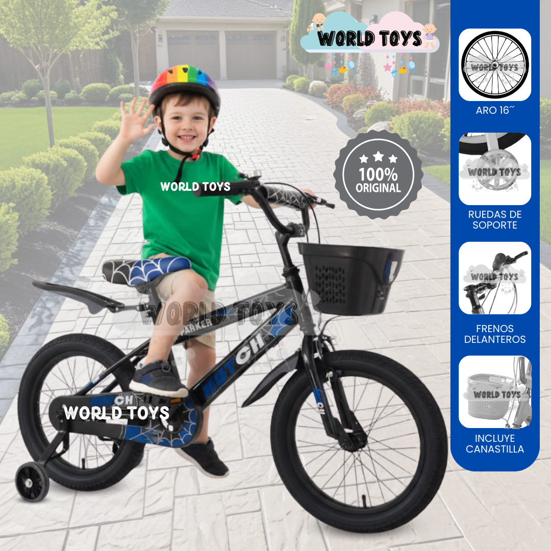 BICICLETA PARA NIÑO ARO 16 «SPYDER PARK» EDICIÓN LIMITADA BLACK