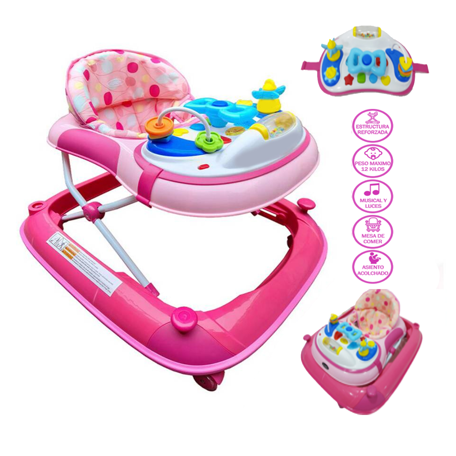 Ripley - ANDADOR HI BABY MUSICAL Y LUCES CON BLUETOOTH ROSADO