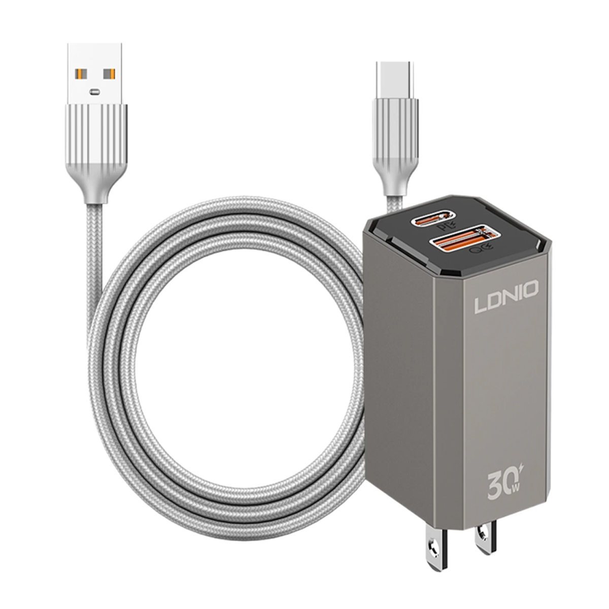 CARGADOR CARGA RÁPIDA 30W LDNIO A2527C CON CABLE TIPO C