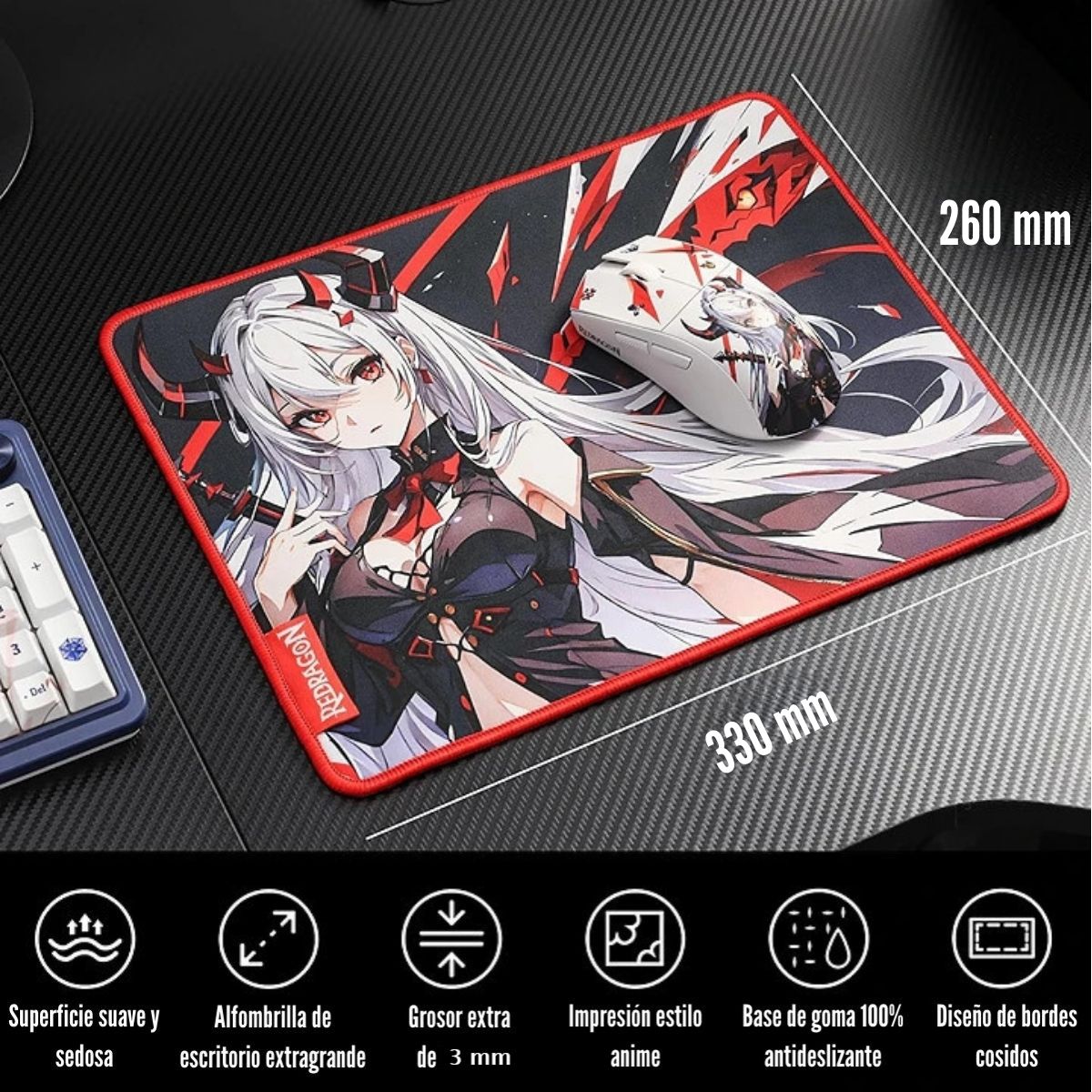 REDRAGON - MOUSEPAD AK S P047 ANIME TAMAÑO: 330 X 260 X 3 MM