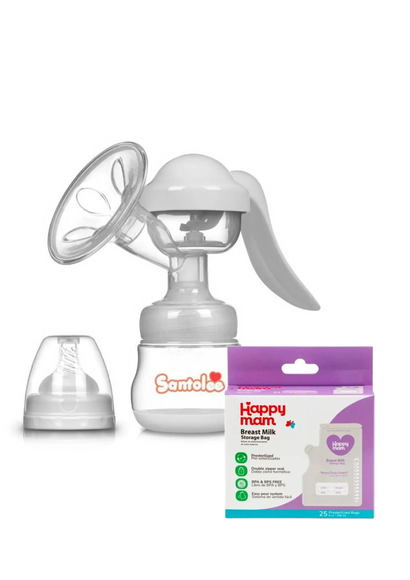 COMBO EXTRACTOR MANUAL SANTOLEE + BOLSAS HAPPY MAM 25 UND