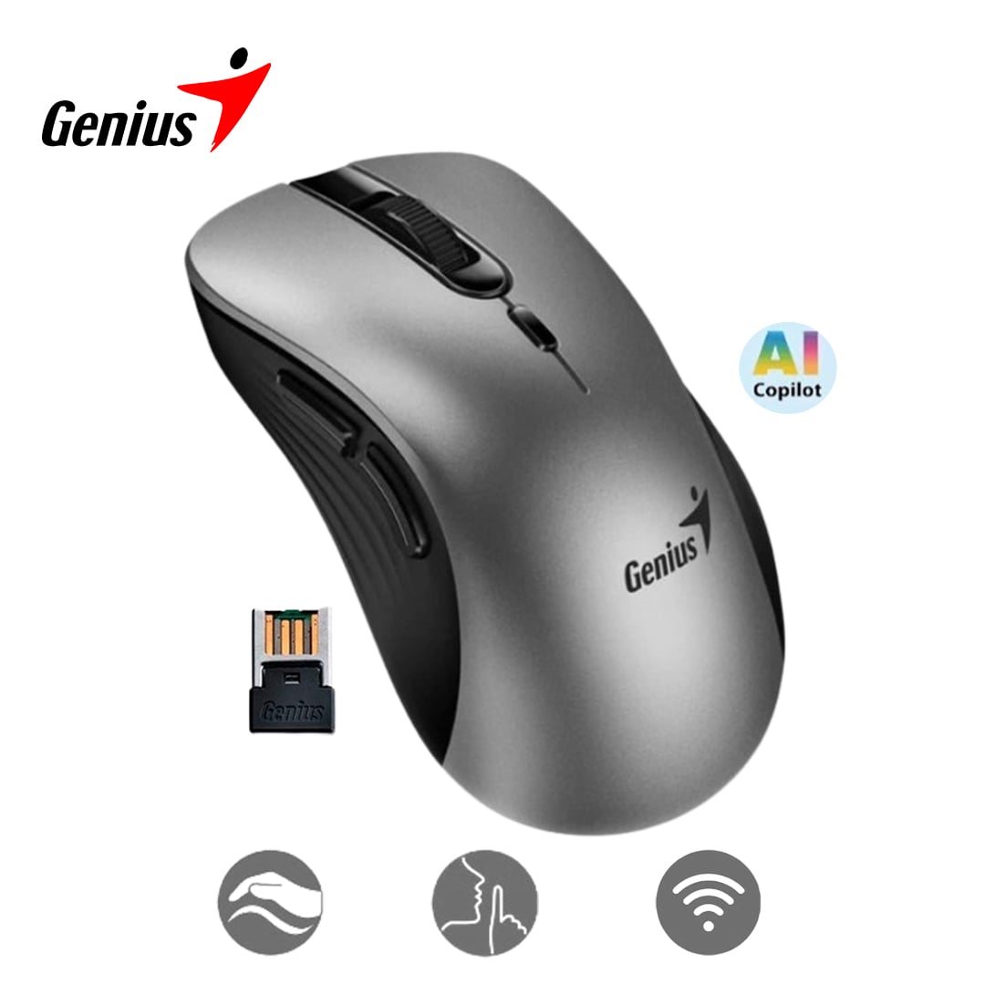 GENIUS MOUSE INALAMBRICO ERGO 8100S AI 6 BOTONES 1600DPI RECEP USB GRIS ...