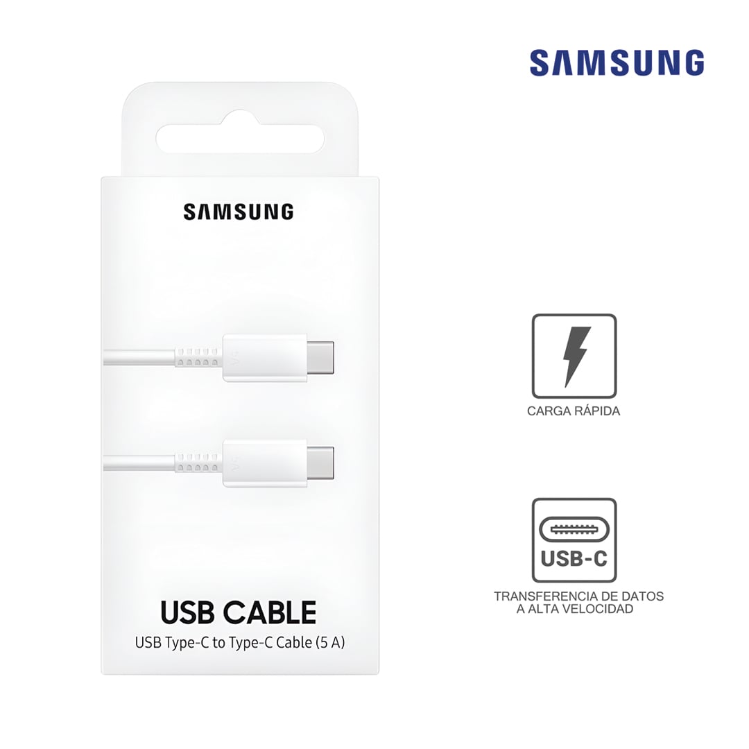 SAMSUNG CABLE DE CARGA USB-C A USB-C 5A 1M MAX 100W BLANCO EP-DN975