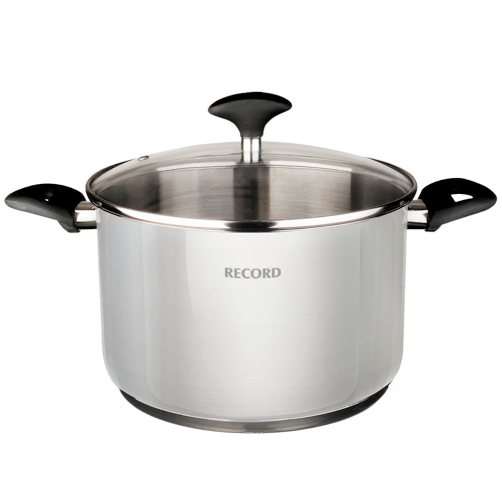 Ripley - OLLA RECORD GRIS ALTA ACERO INOXIDABLE GIA PLUS TAPA VIDRIO N°24