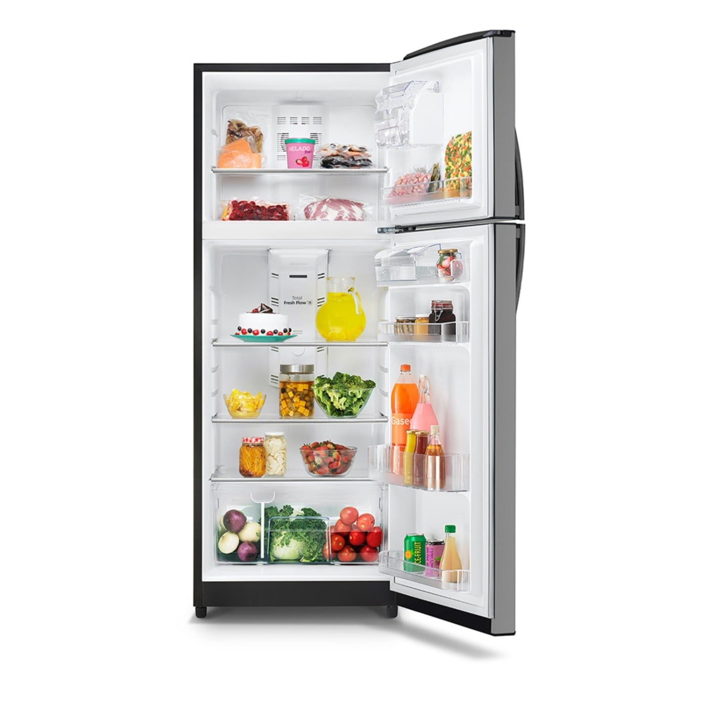 REFRIGERADORA MABE TOP FREEZER NO FROST RMP405FJPC 391 L BLACK STEEL