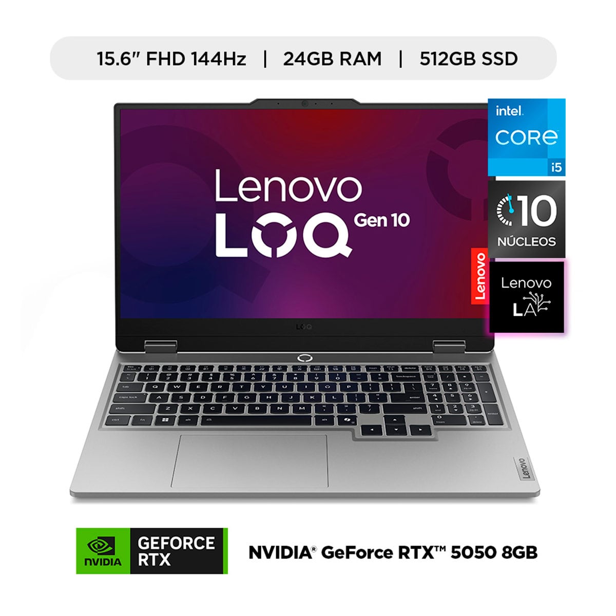 LAPTOP LENOVO LOQ INTEL CORE I5 24GB RAM 512GB SSD 15.6” RTX 5050