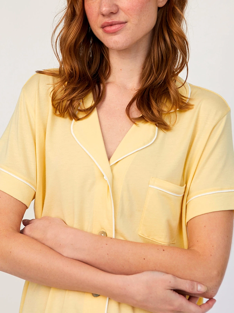 PIJAMA CORTA MUJER IN BLOOM AMARILLO PJ BOYFRIEND LIME