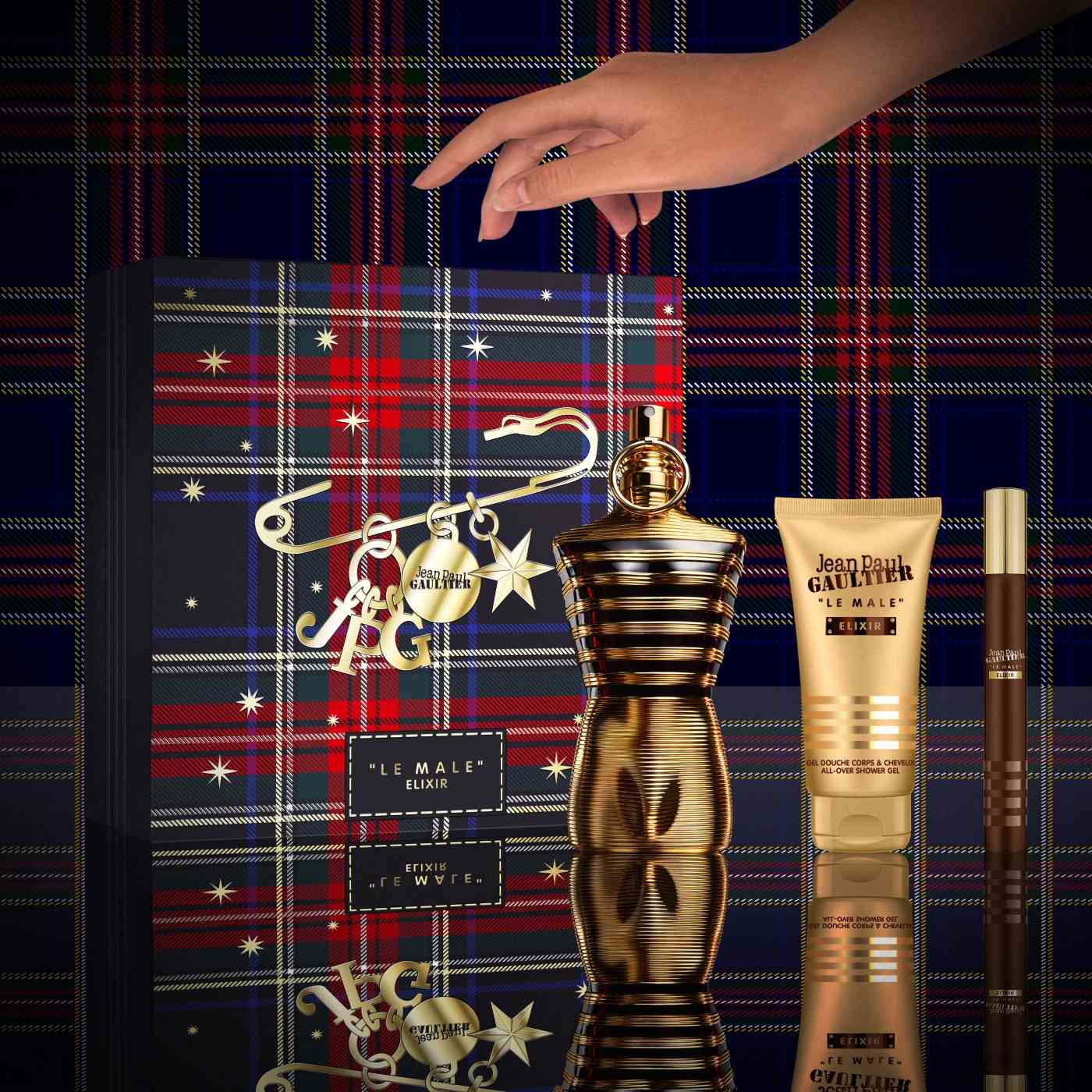 SET JEAN PAUL GAULTIER LE MALE ELIXIR EDP 125ML + SHOWER GEL +SPRITZER