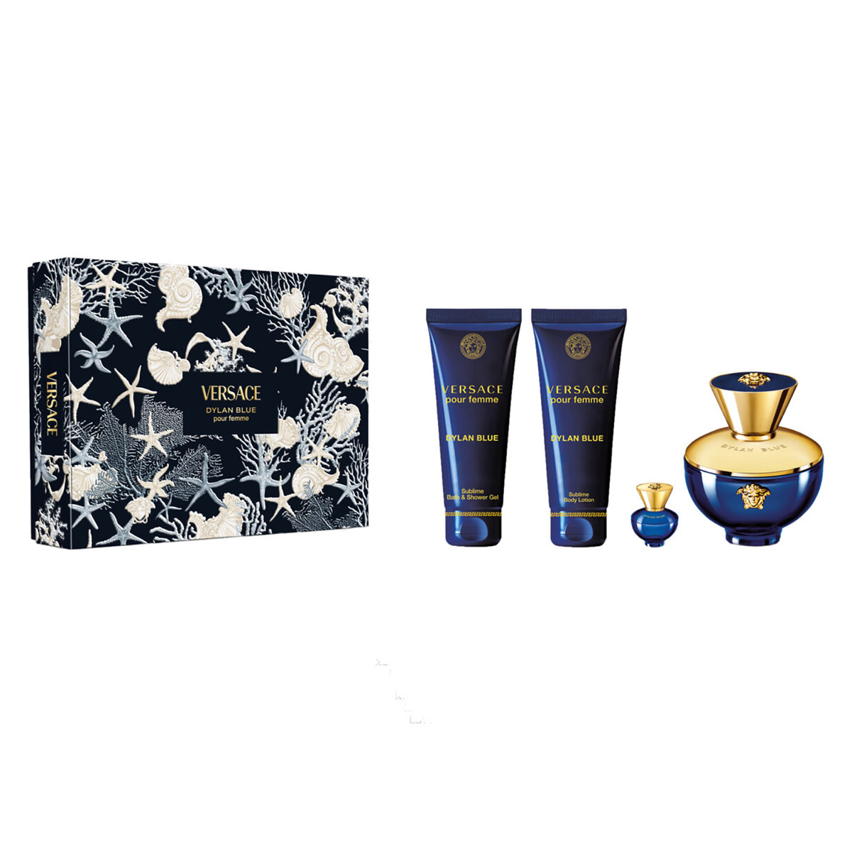 PERFUME VERSACE DYLAN BLUE MUJER EDP 100 ML + LOCIÓN + GEL DE DUCHA ...