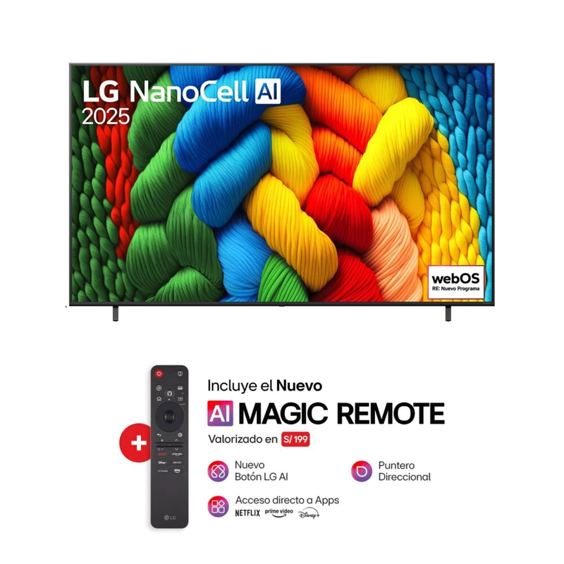 TELEVISOR SMART TV LG NANOCELL 4K 50" 50NANO80ASA CON THINQ AI (2025)