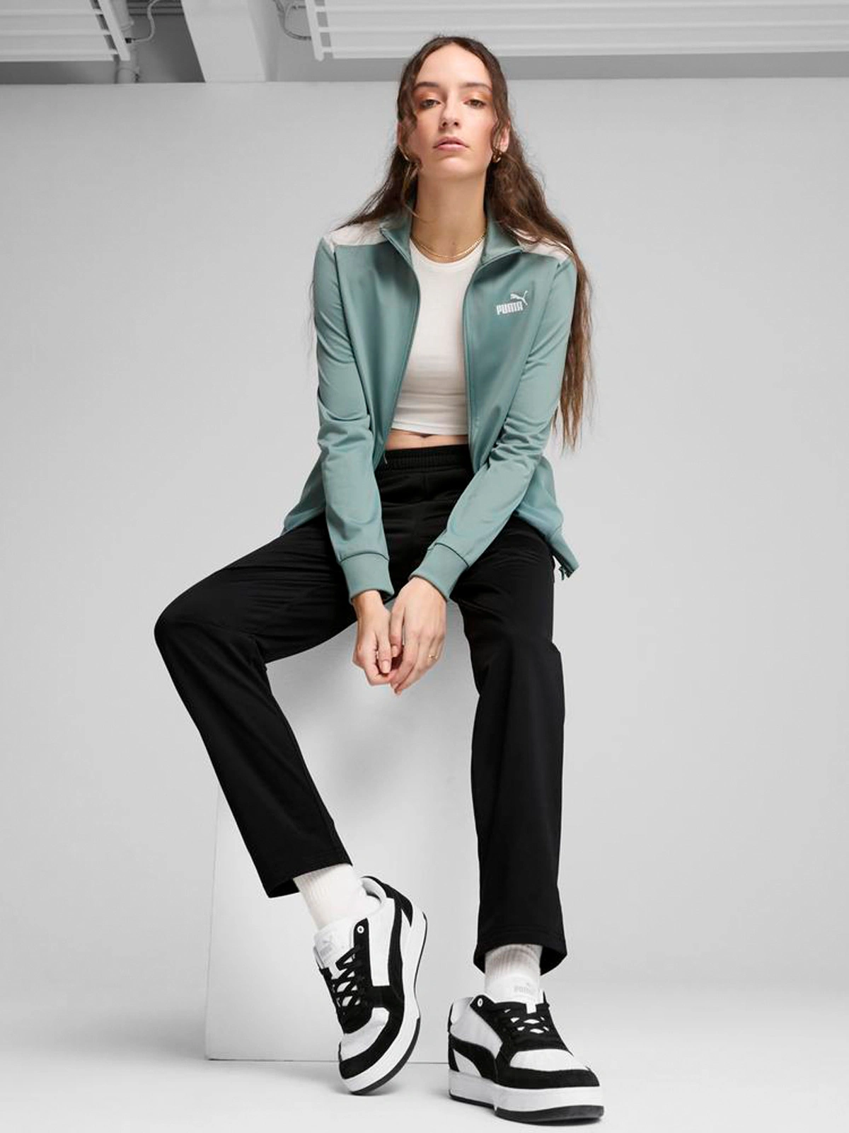 Ripley - BUZO CONJUNTO MANGA LARGA MUJER PUMA POLY SUIT OP VERDE