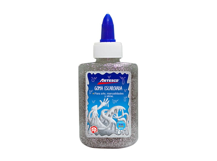 GOMA ARTESCO ESCARCHADA PLATEADA 3 ONZ - 12 UND