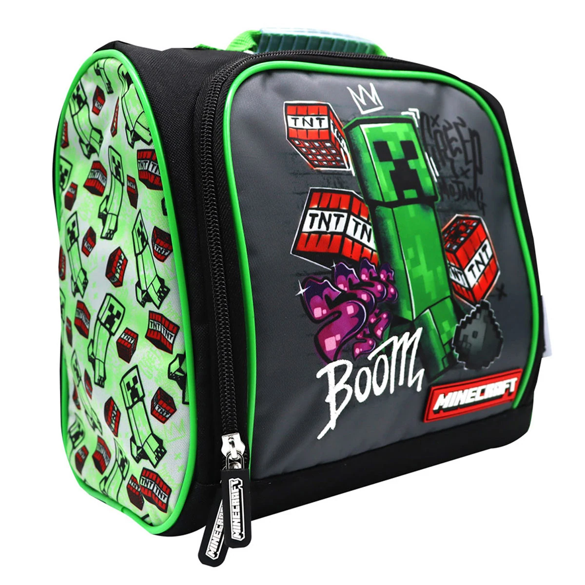 LONCHERA ESCOLAR MINECRAFT TNT VERDE
