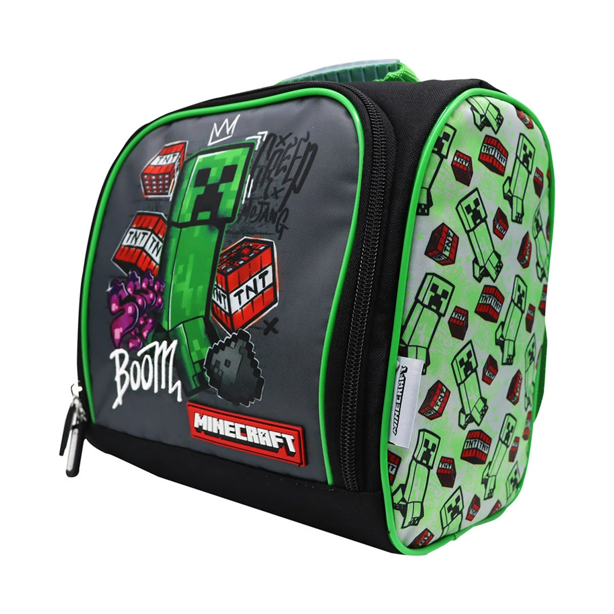 LONCHERA ESCOLAR MINECRAFT TNT VERDE