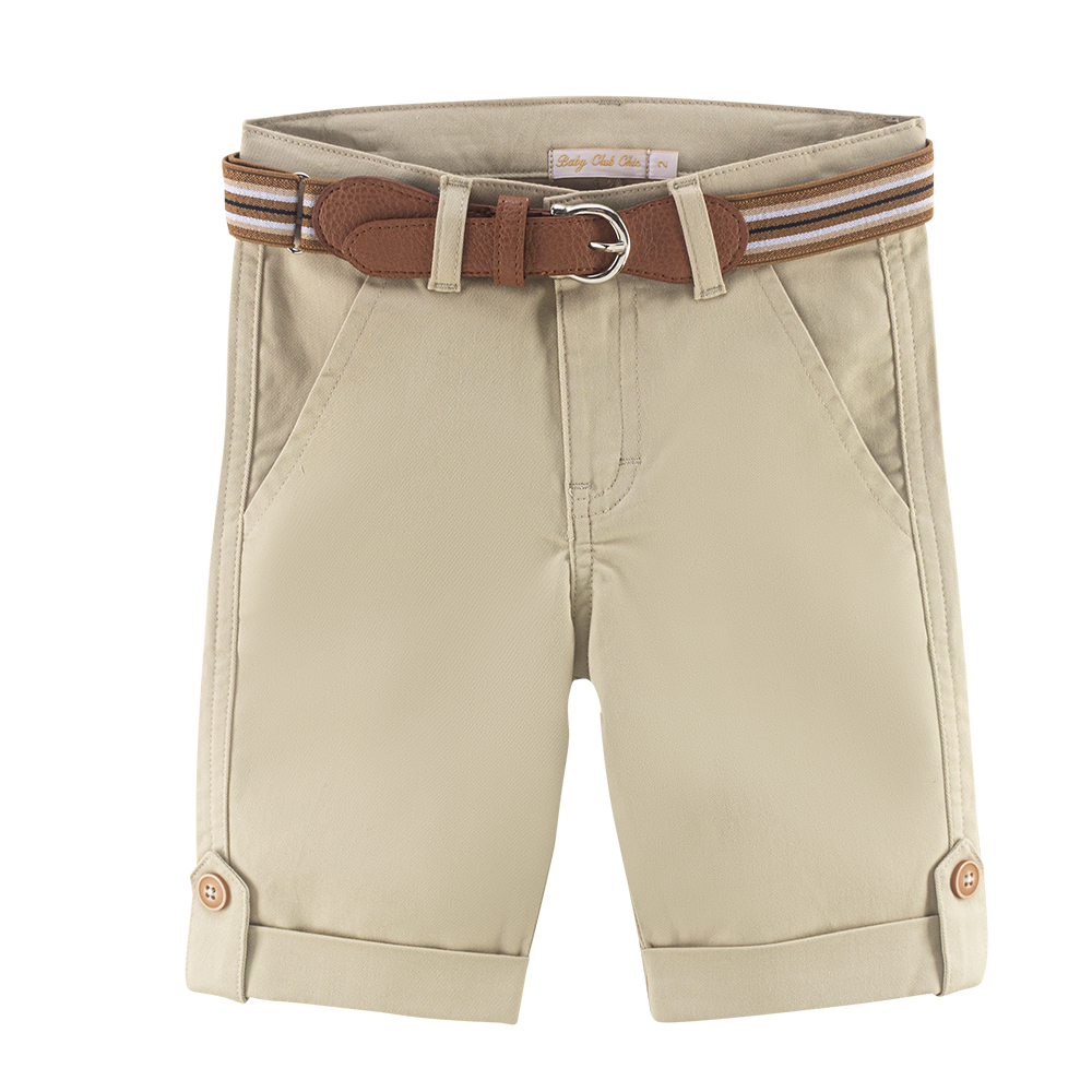 BERMUDA ALGODÓN RECTO NIÑO BABY CLUB CHIC BEIGE ALOHA SUMMER