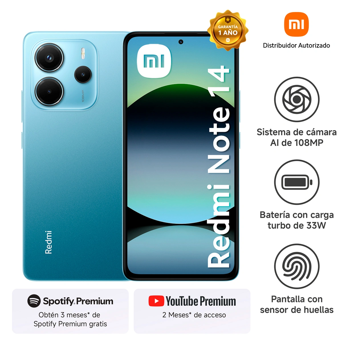 CELULAR XIAOMI REDMI NOTE 14 256GB 8GB RAM 50 MP 6.67" OCEAN BLUE