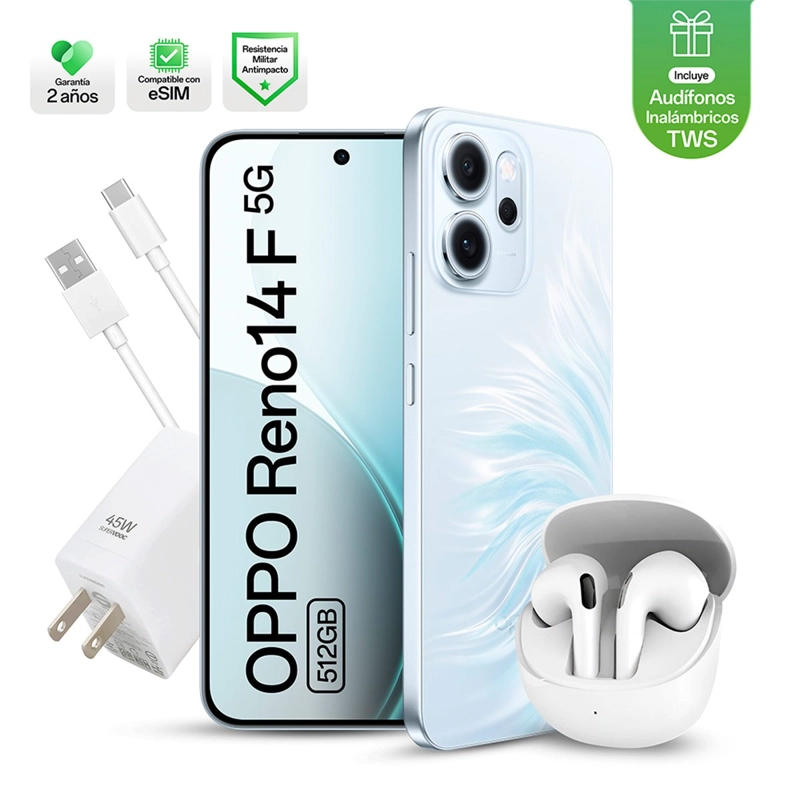 SMARTPHONE OPPO RENO 14F 5G 512GB 12GB 50MP + 8MP + 2MP 6.5"