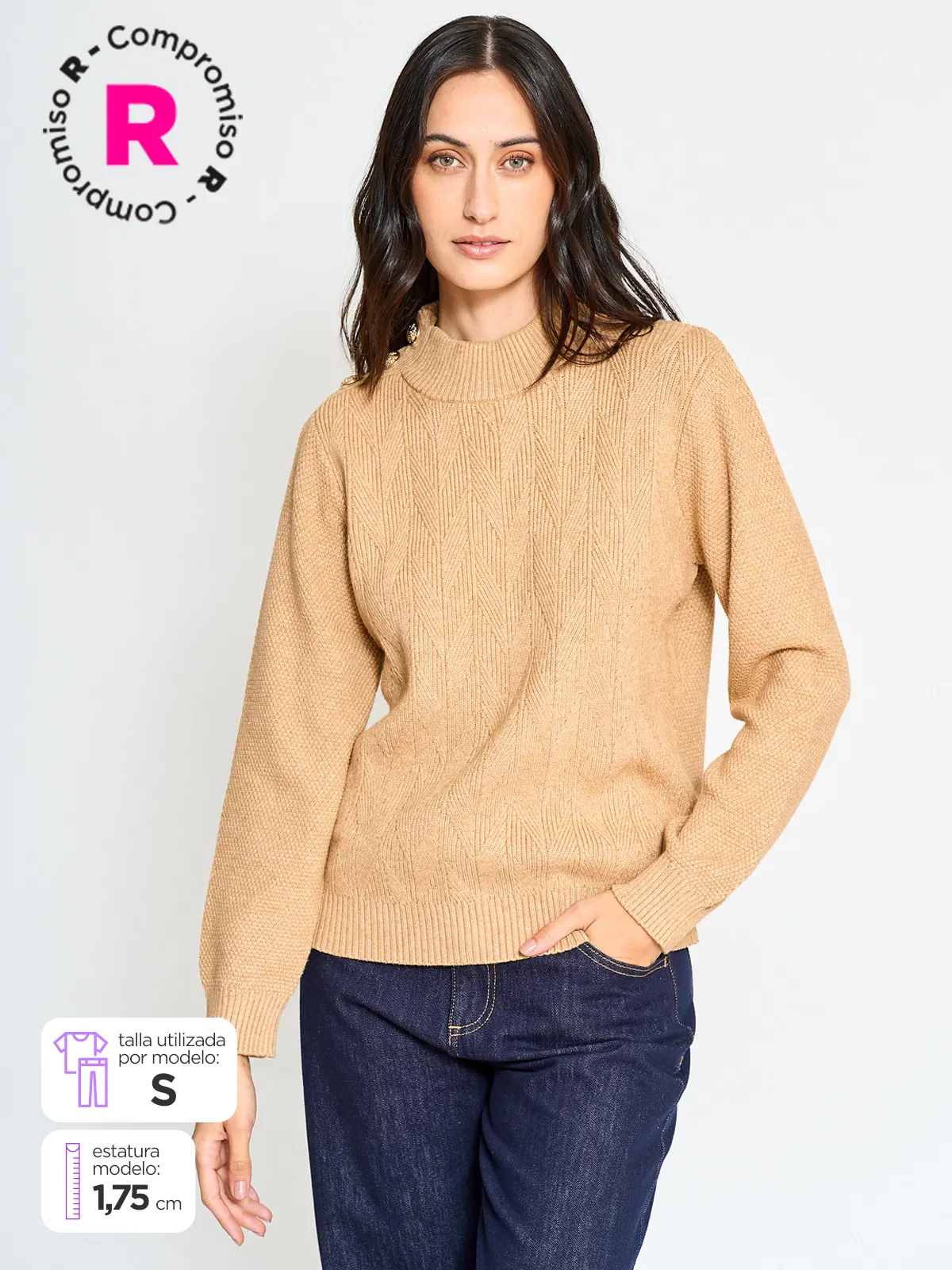 SWEATER MANGA LARGA MUJER CACHAREL TRENZA