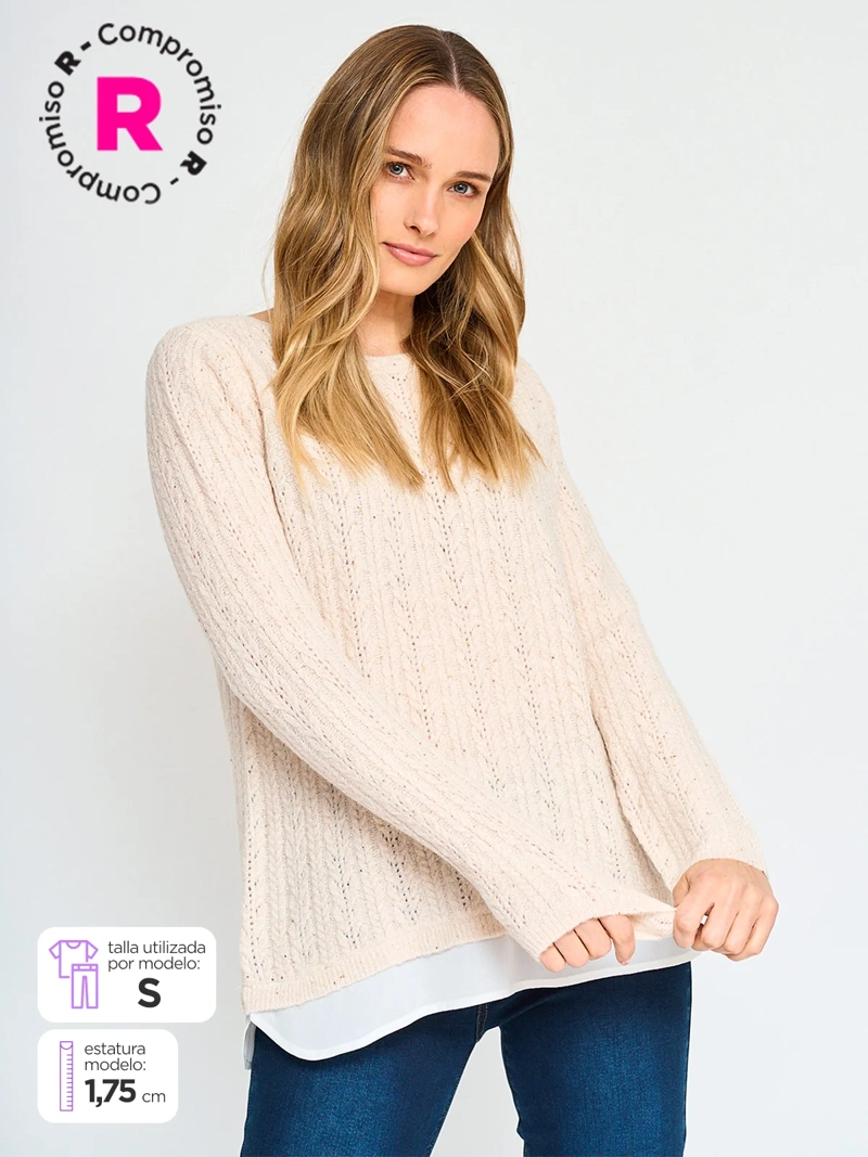 SWEATER MANGA LARGA MUJER CACHAREL TRENZA